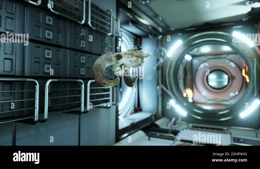 skull of dead ram in international space station Stock Video Footage ...