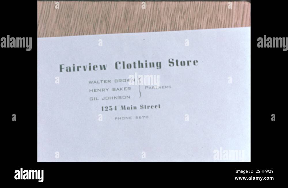 1940s: Letterhead for Fairview Clothing Store. A pen crosses out ...