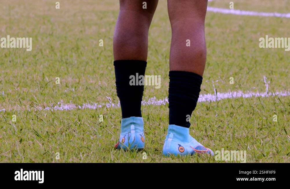 Professional soccer player's skillful footwork with a ball - slow ...