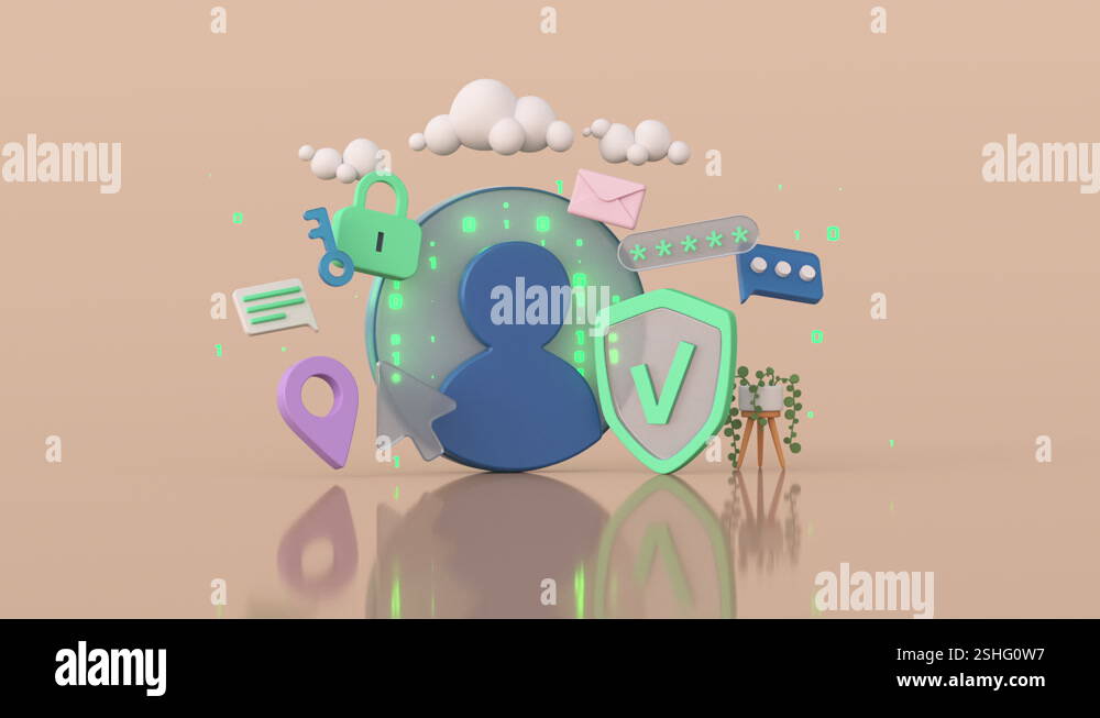 Internet security and cyber protection metaphor 3D render animation ...