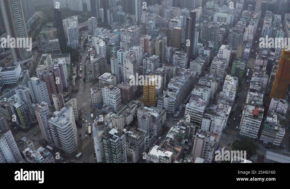 Panoramic view of colourful Man Fung building in Hong Kong skyline ...