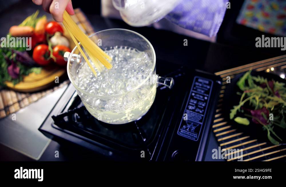 Italian Cuisine. Spaghetti Boiling Water. Noodle Linguine Pasta Stock ...