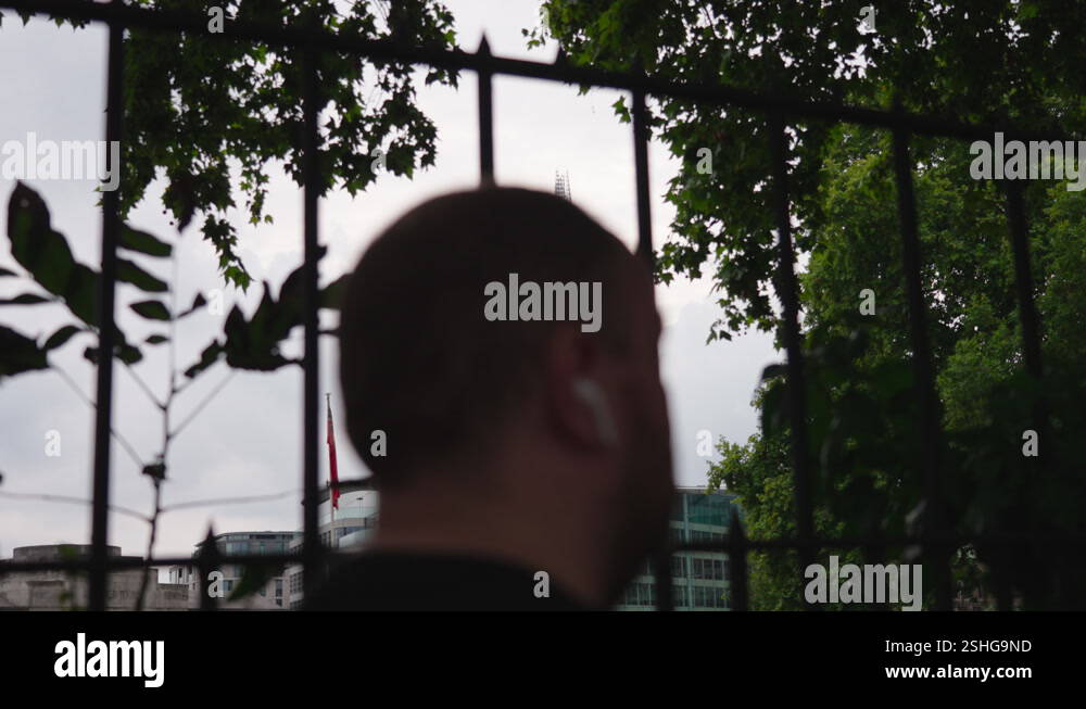 The Shard tallest tower in London UK, ground level static shot through ...