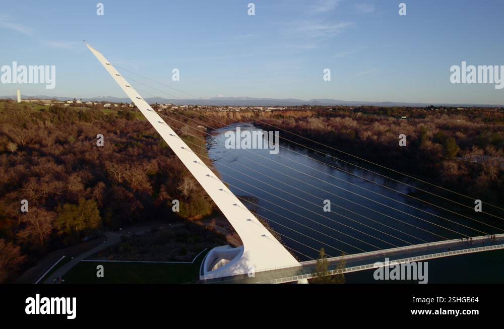 Unique pedestrian suspension bridge, civic architecture in Redding ...