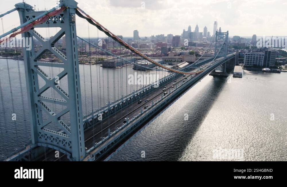 Benjamin Franklin Bridge Facing Philadelphia Skyline from Camden Stock ...