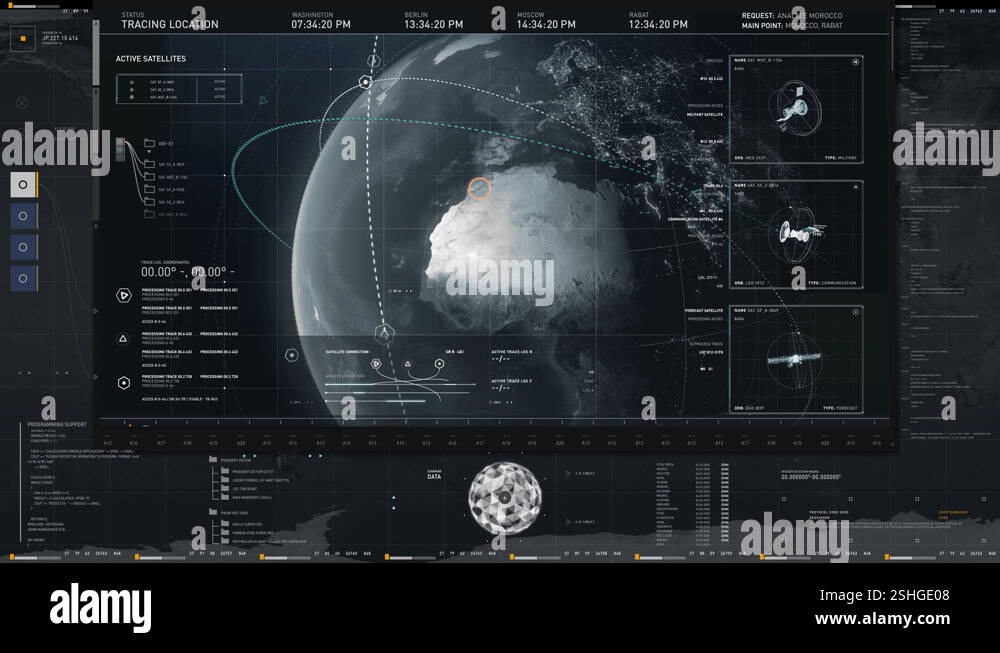 Digital World Map Interface Analysis Via Advanced Satellite Network ...