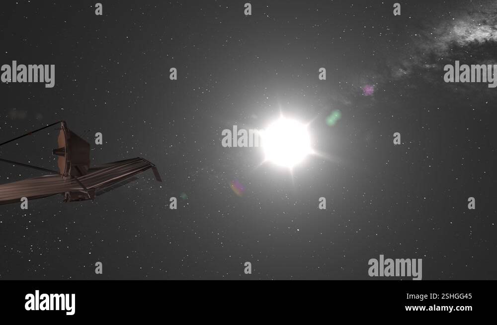 James Webb Space Telescope JWST Orbiting Sun with Flare and Taking ...