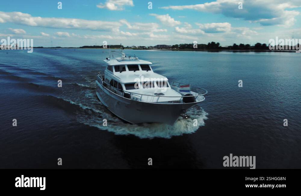 Luxurious yacht sailing on water, side view Stock Video Footage - Alamy