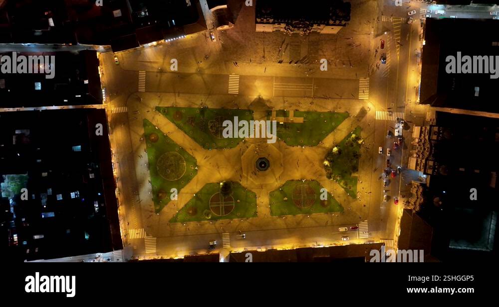 Cusco, Peru at night. Aerial above view drone high resolution 4k Stock ...