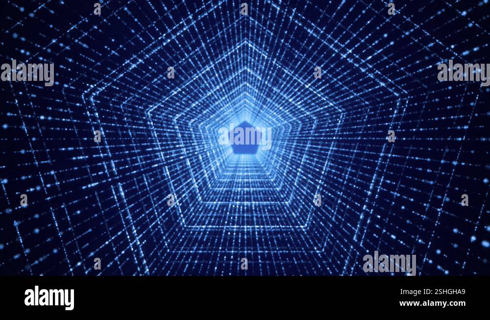 Blue Pentagon Tunnel Particle Abstract Animation Background Stock Video ...