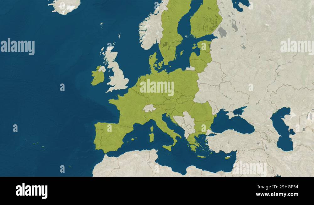 Zoom in to map of European Union countries Stock Video Footage - Alamy