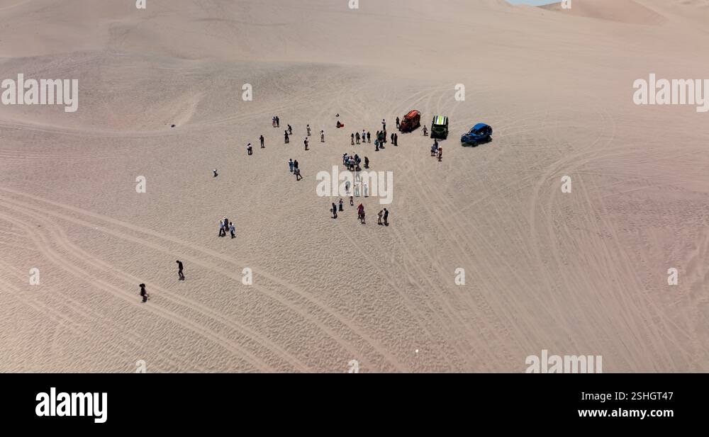 Dune buggies in Huacachina, Peru desert. Fast sand buggy driving on the ...