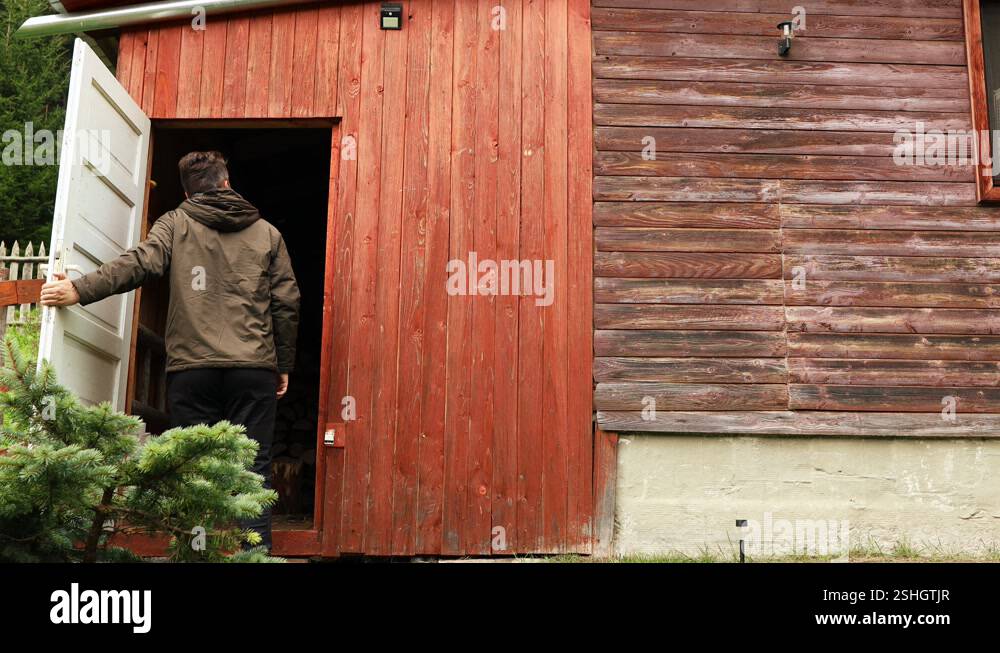 Man Coming From The Outside Enters The House From The Back Door. - wide ...