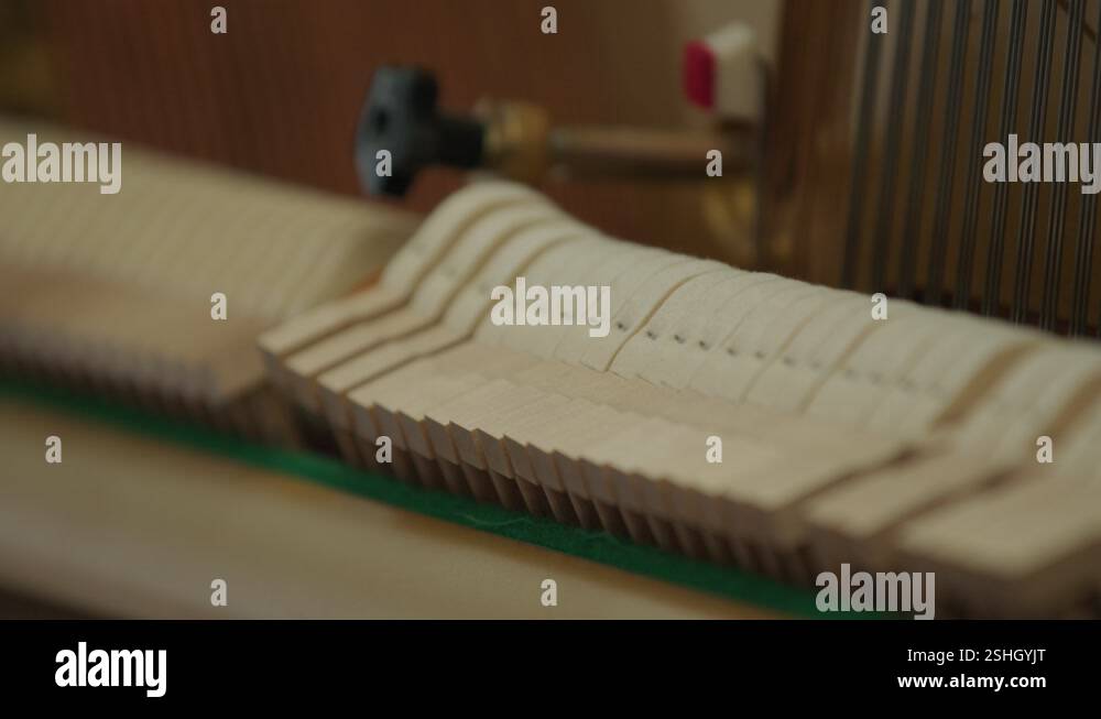 Piano internal keys in motion during performance. Static chot Stock ...