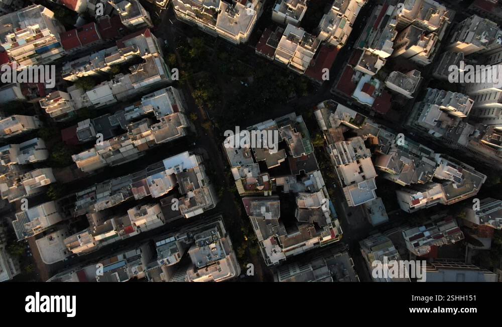 Aerial view of Exarcheia Square, Athens, while taxi passes by Stock ...