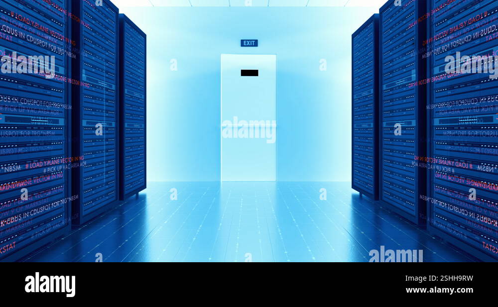 Data servers behind glass panels in a modern server room Stock Video ...