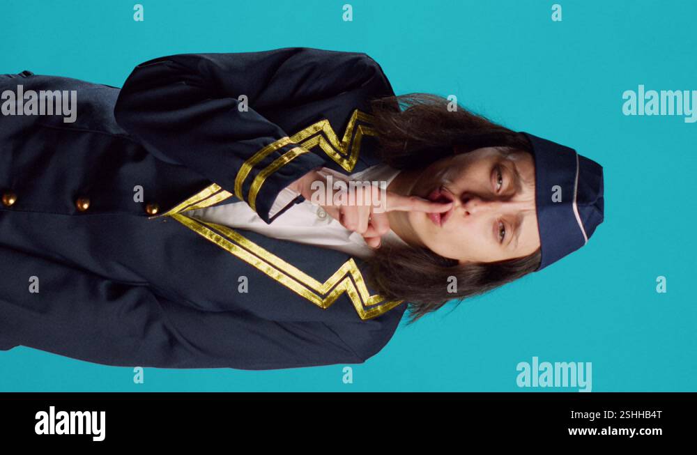 Vertical video: Professional airliner doing hush silent symbol on ...