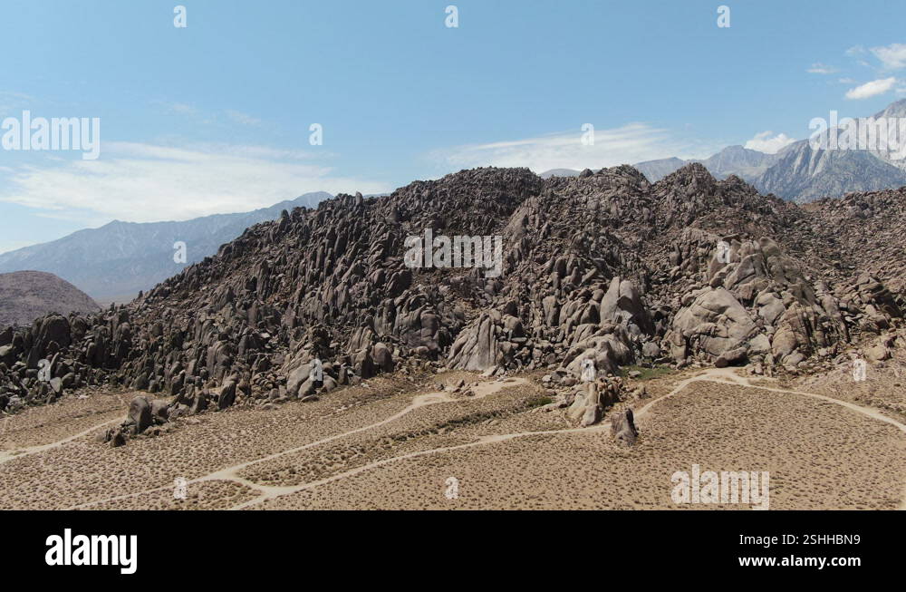 Alabama Hills Aerial Shot Desert Canyon Rocks Forward Elevate Eastern ...