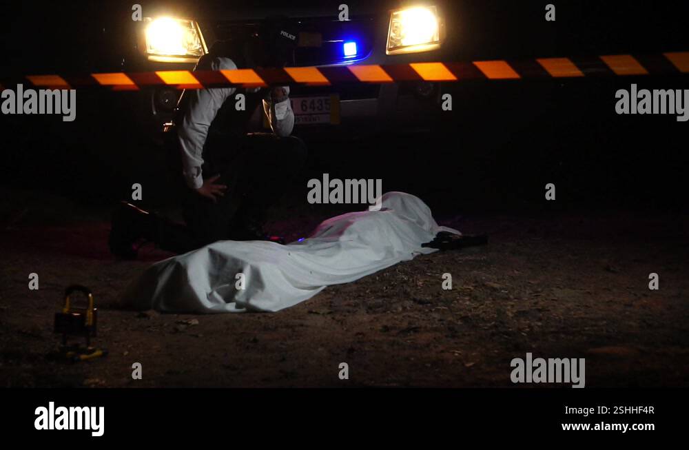 police and forensics officers are blocking off the area to investigate ...