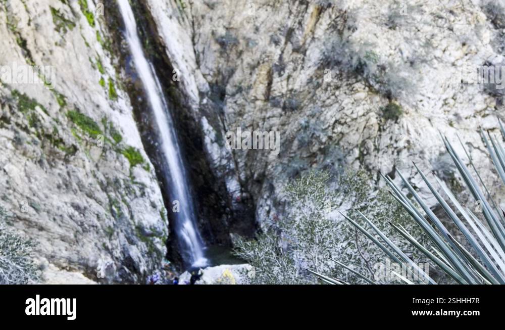 Bonita Falls in Lytle Creek. Beautiful panned view of the 100 foot ...