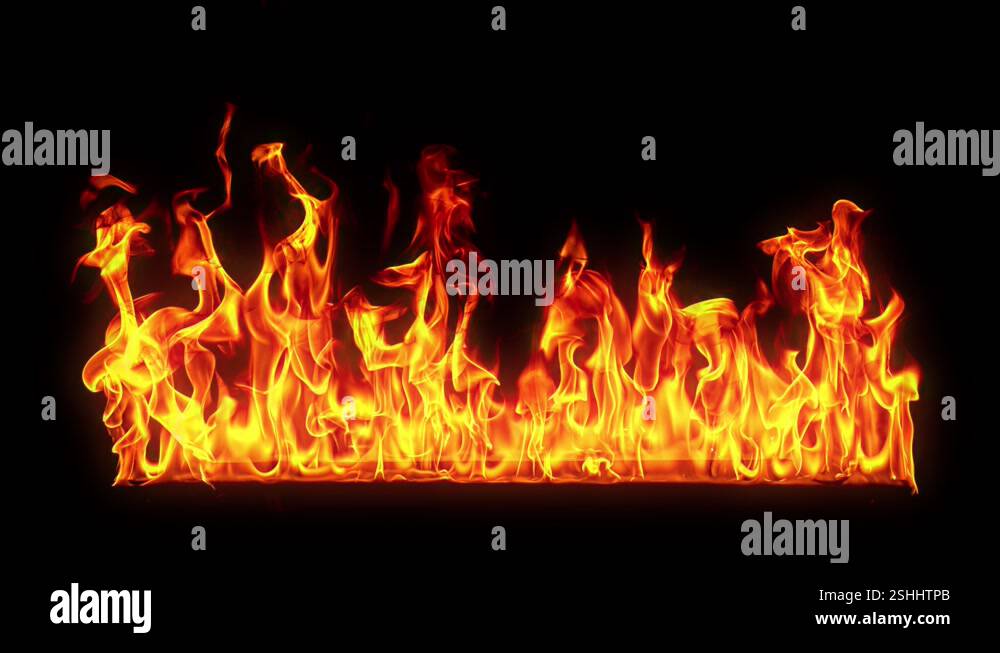 Super Slow Motion Shot of Fire Flames Isolated on Black Background at ...