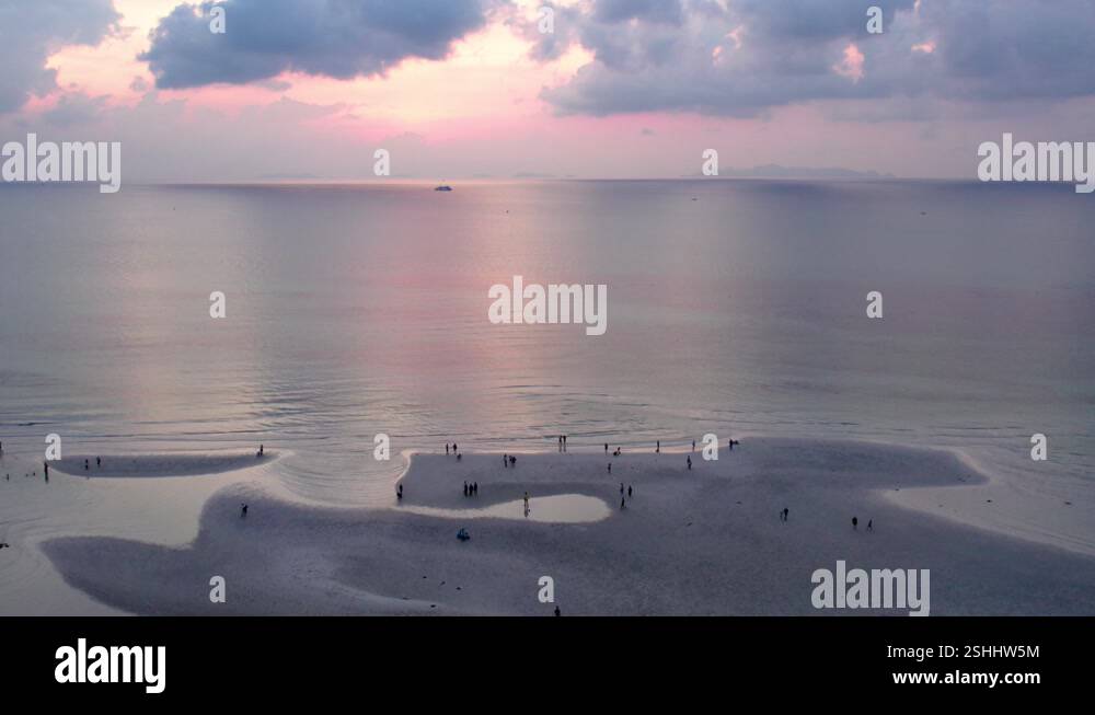 Fly towards sunset, people watching, Nathon Samui, Thailand Stock Video ...