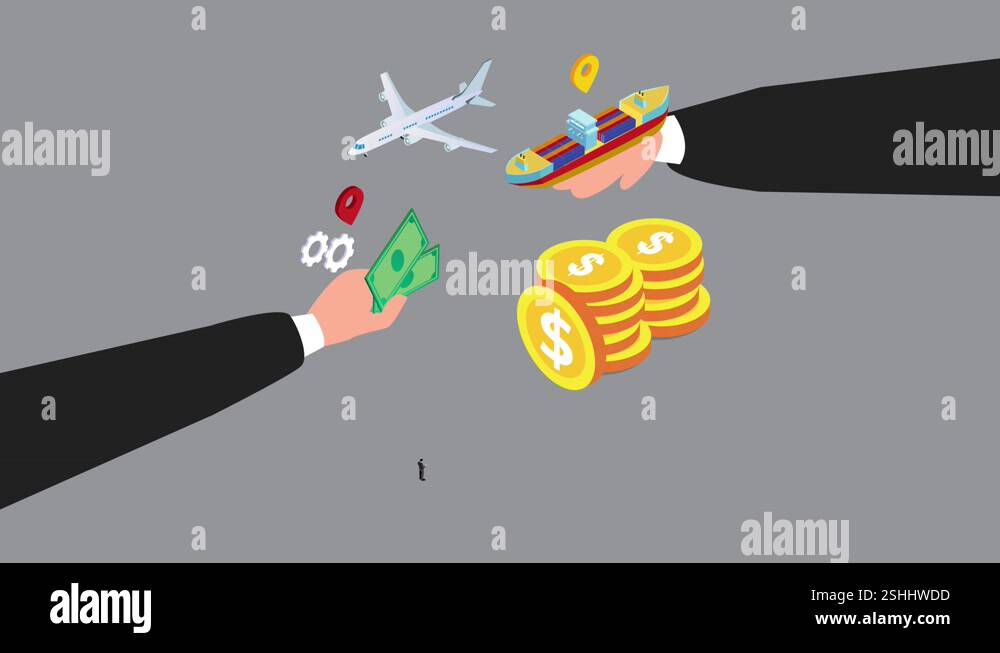 Logistic import export business international trading 3d animation ...