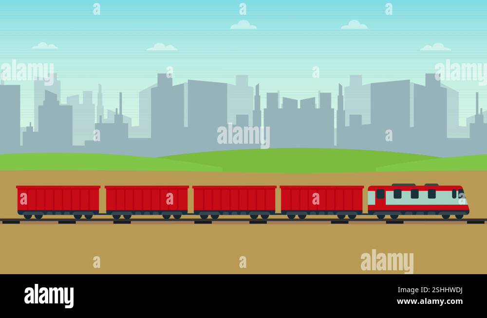 Seamless loop train with city background 2d animation Stock Video ...