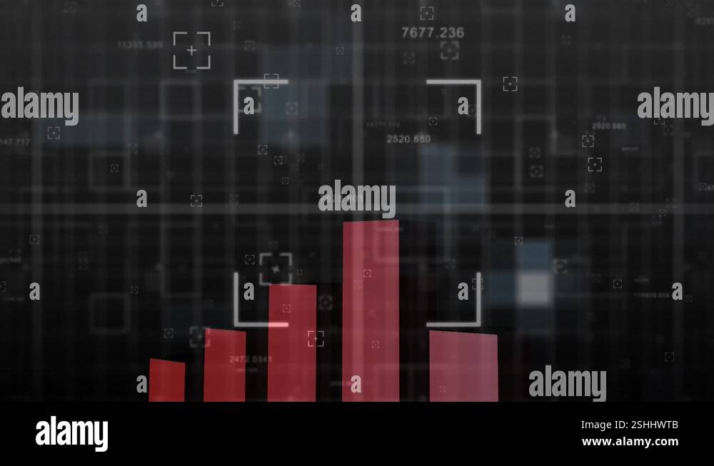 Animation of scope scanning over statistical data processing against grey Stock Video Footage ...