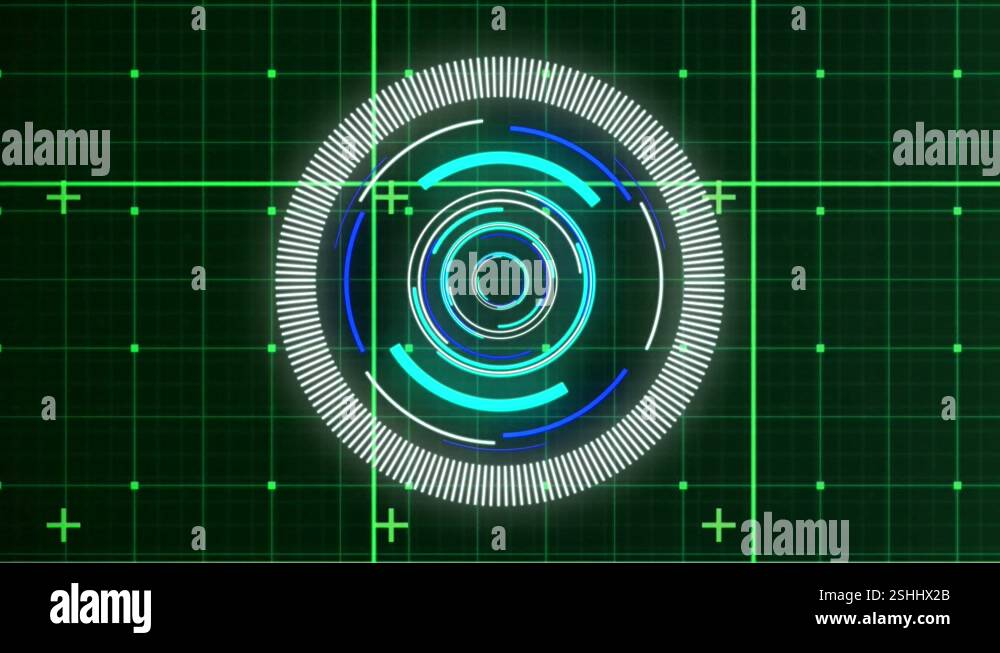 Animation of scope scanning over grid Stock Video Footage - Alamy