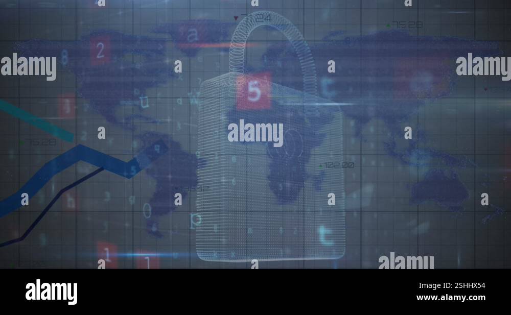 Animation Of Cyber Security Concept Icons And Data Processing Against World Map Stock Video