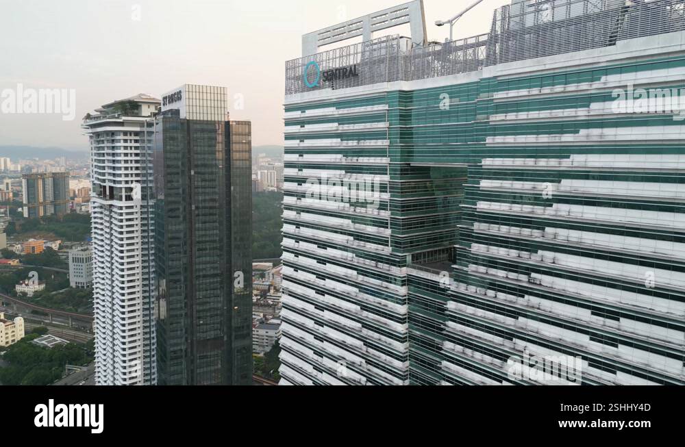 Aerial view of Q Sentral building, a tall tower in Kuala Lumpur ...