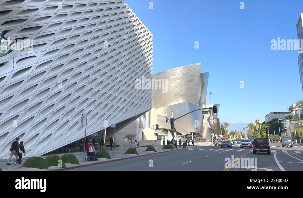 Panoramic daytime view of The Broad art museum and the Walt Disney ...