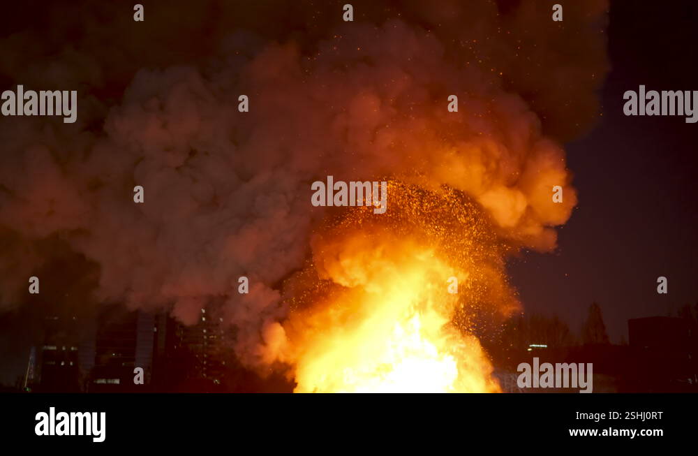 Daljip Burning Fire with Puff of Smoke at Night Seoul at Jeongwol Stock ...