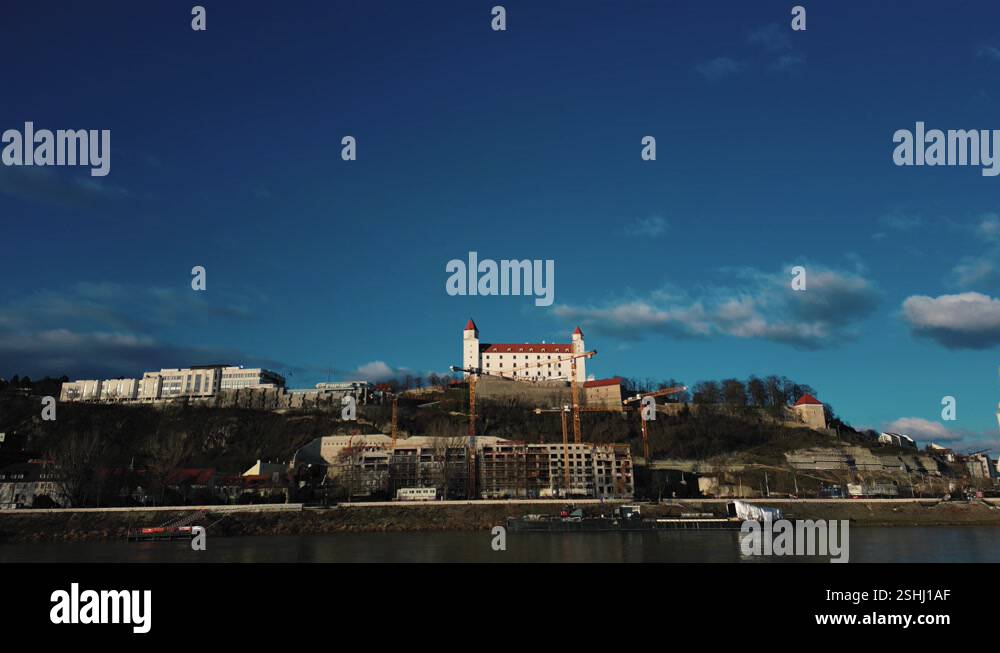 Bratislava Castle on top of the hill near Danube River, landmark of ...