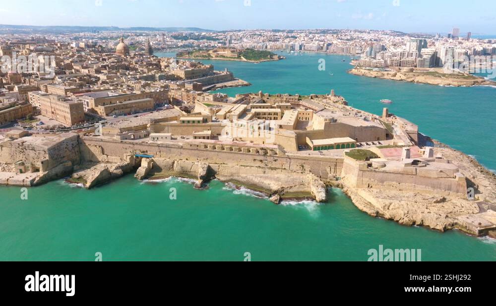 Fort St. Elmo, Valletta city and Sliema city, Malta island Stock Video ...