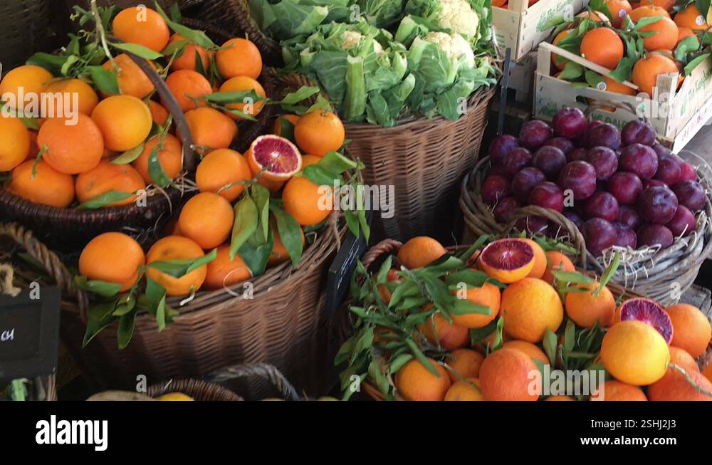 Colourful fruit and vegetables outside green grocers store Stock Video ...