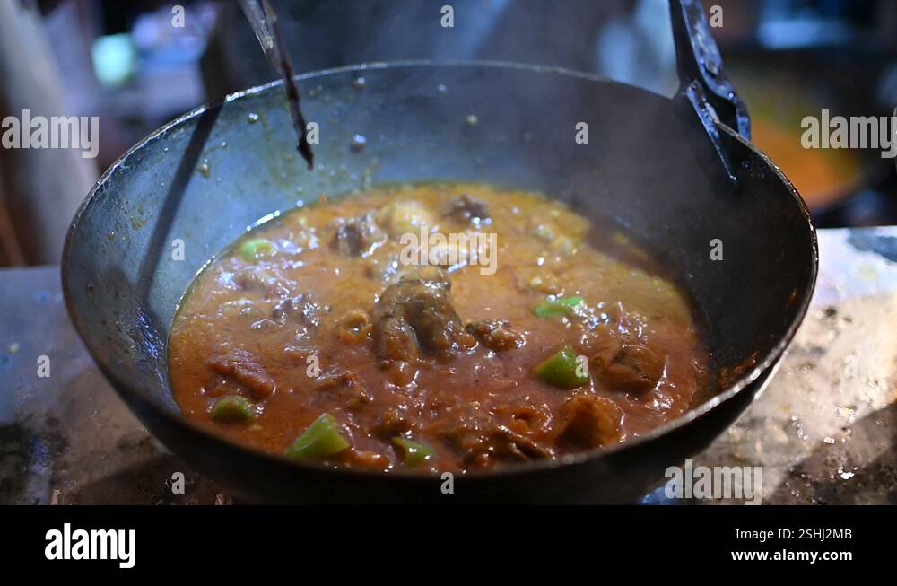 Simmering Curry Sauce Being Stirred In Local Restaurant In Karachi ...