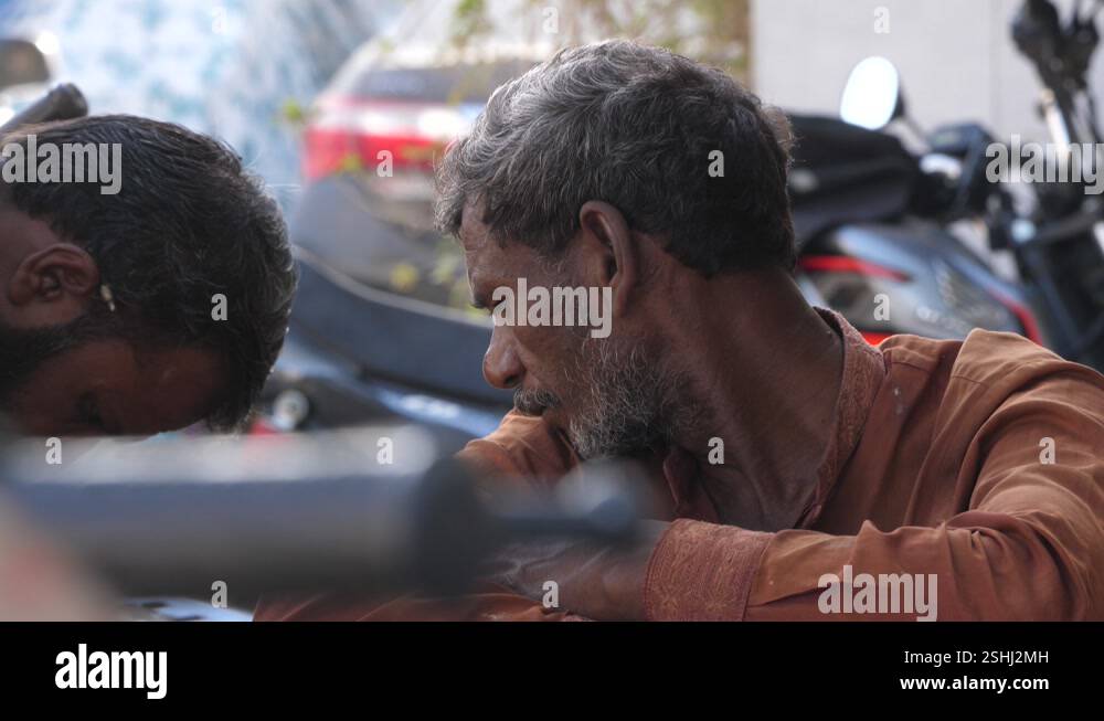 Portrait Of Pakistani Male With Beard Looking Over His Shoulder In ...