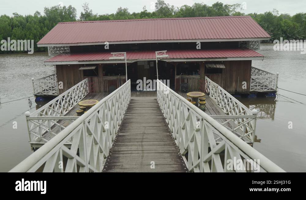 Shot view of homestay on the river in Rompin Pahang Malaysia Stock ...