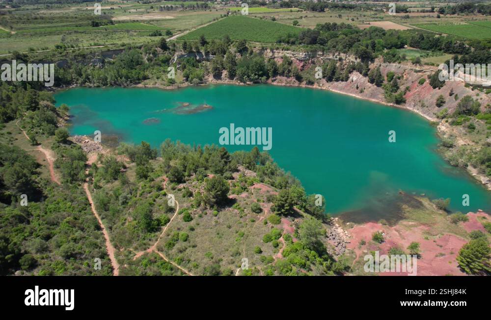 Aerial View of Lake Water For Irrigation of Vineyards and Farming ...