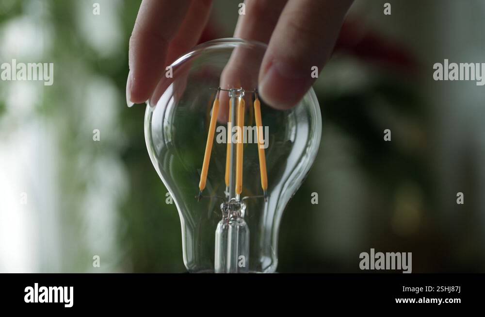 Turn Off the Light in a Dark Room, Woman Turning the Light Off a Led ...