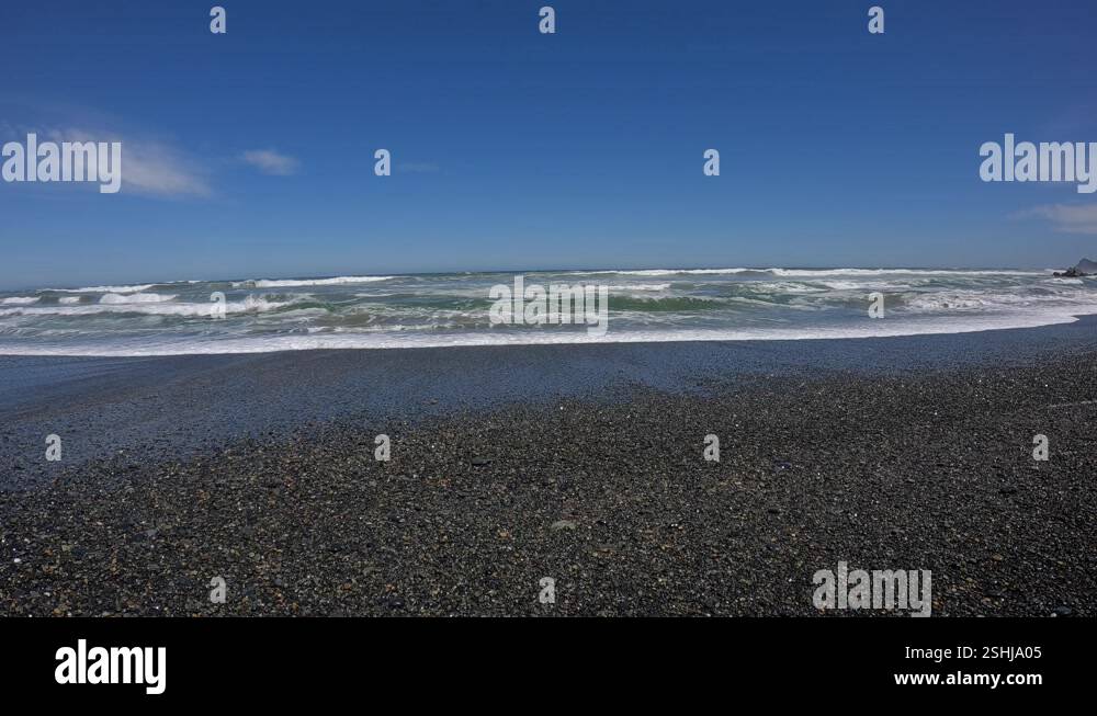 Beach in the south of Chile, Patagonia, where the waves show how is the ...