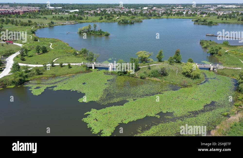 Lake Glenview Bridge Aerial Stock Video Footage - Alamy