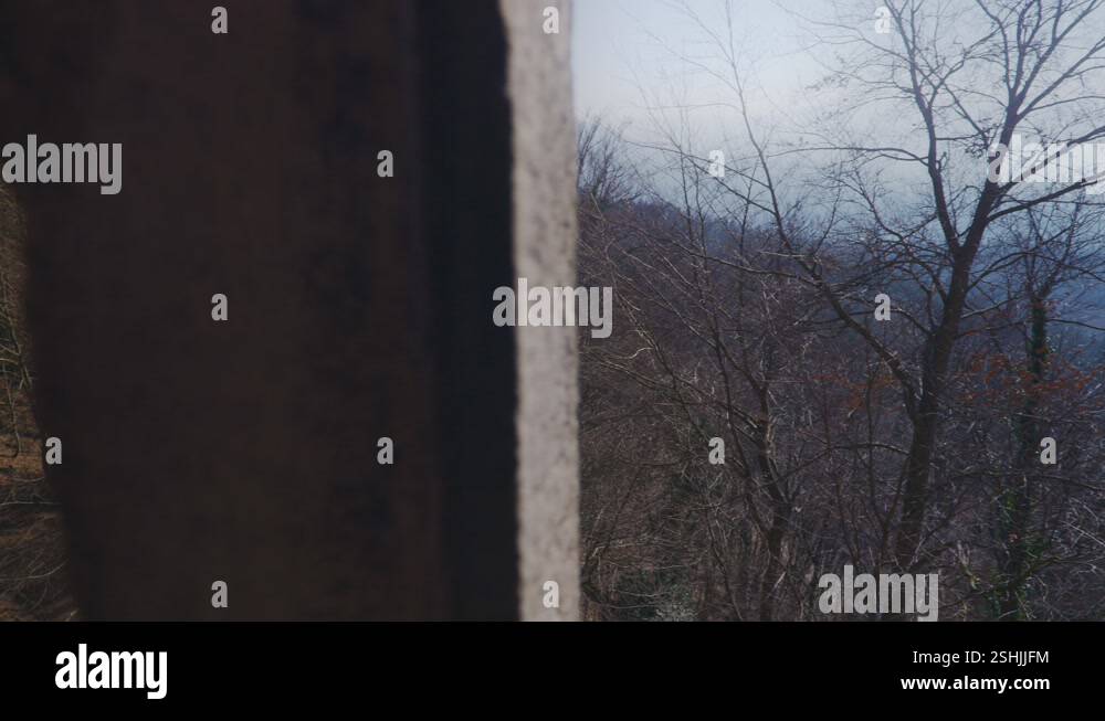Fortress Jail Cell Window View of Black Forest in Autumn in 4k Stock ...