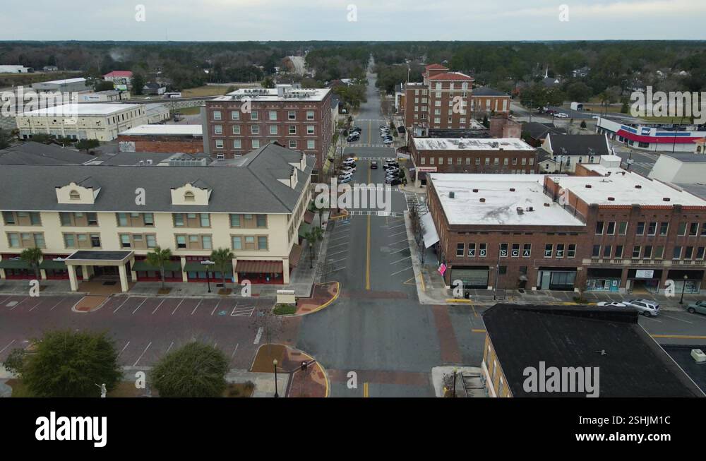 Downtown Waycross Georgia Aerial View Boom Up Stock Video Footage - Alamy