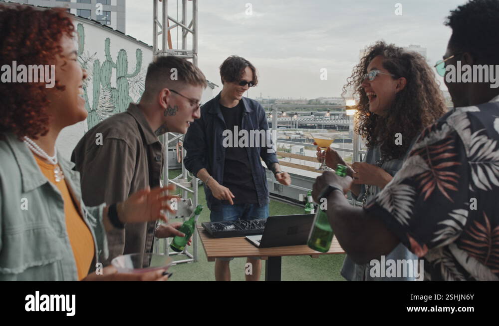 Gen Z People Dancing At Party On Summer Evening Stock Video Footage - Alamy