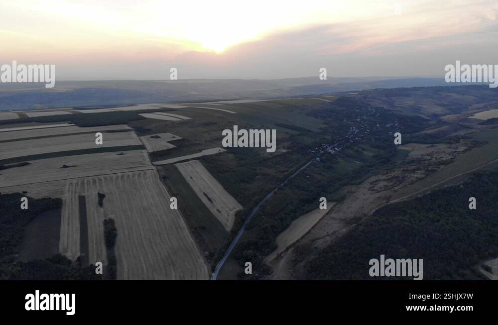 Fantastic Sunset Over Fields In The Village Of Ireasca In Gohor ...
