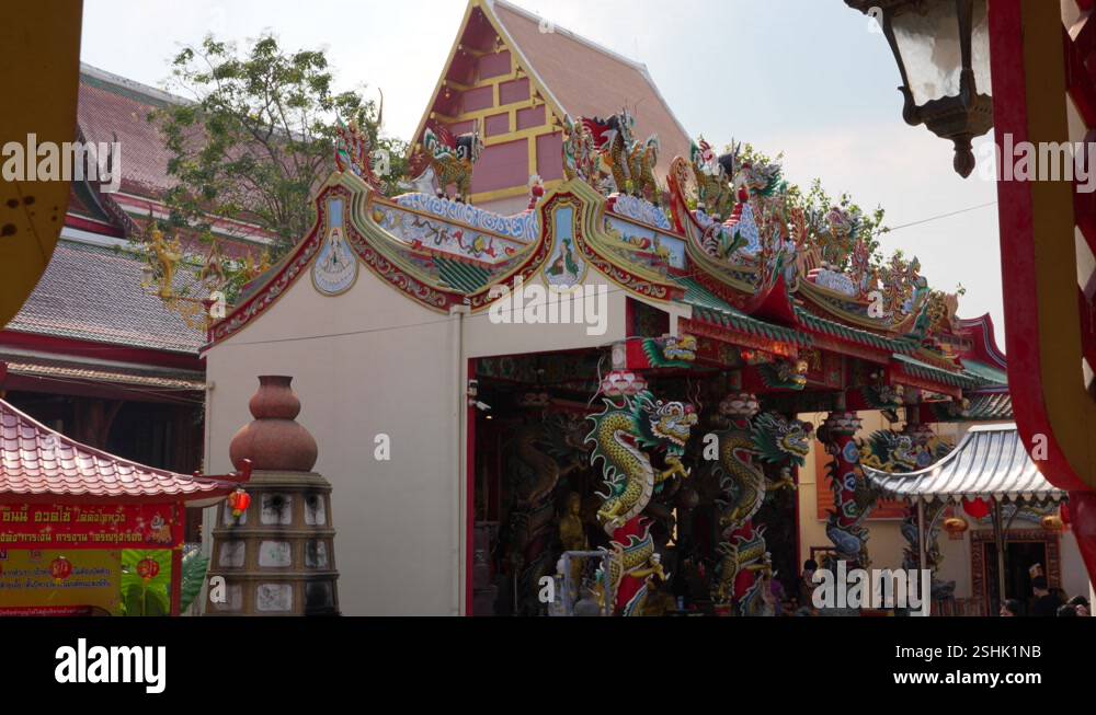 Chinese Temple at Ayutthaya Thailand Chao Mae Soi Dok Mak Shrine tilt ...