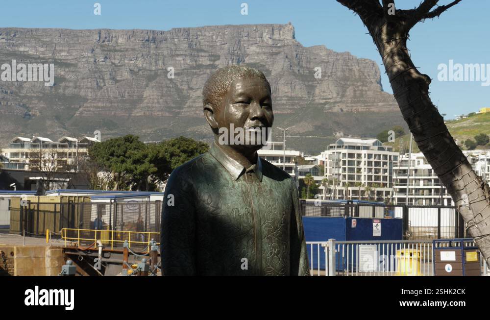 Bronze statue of Nelson Mandela in Nobel Square Cape Town, Table ...